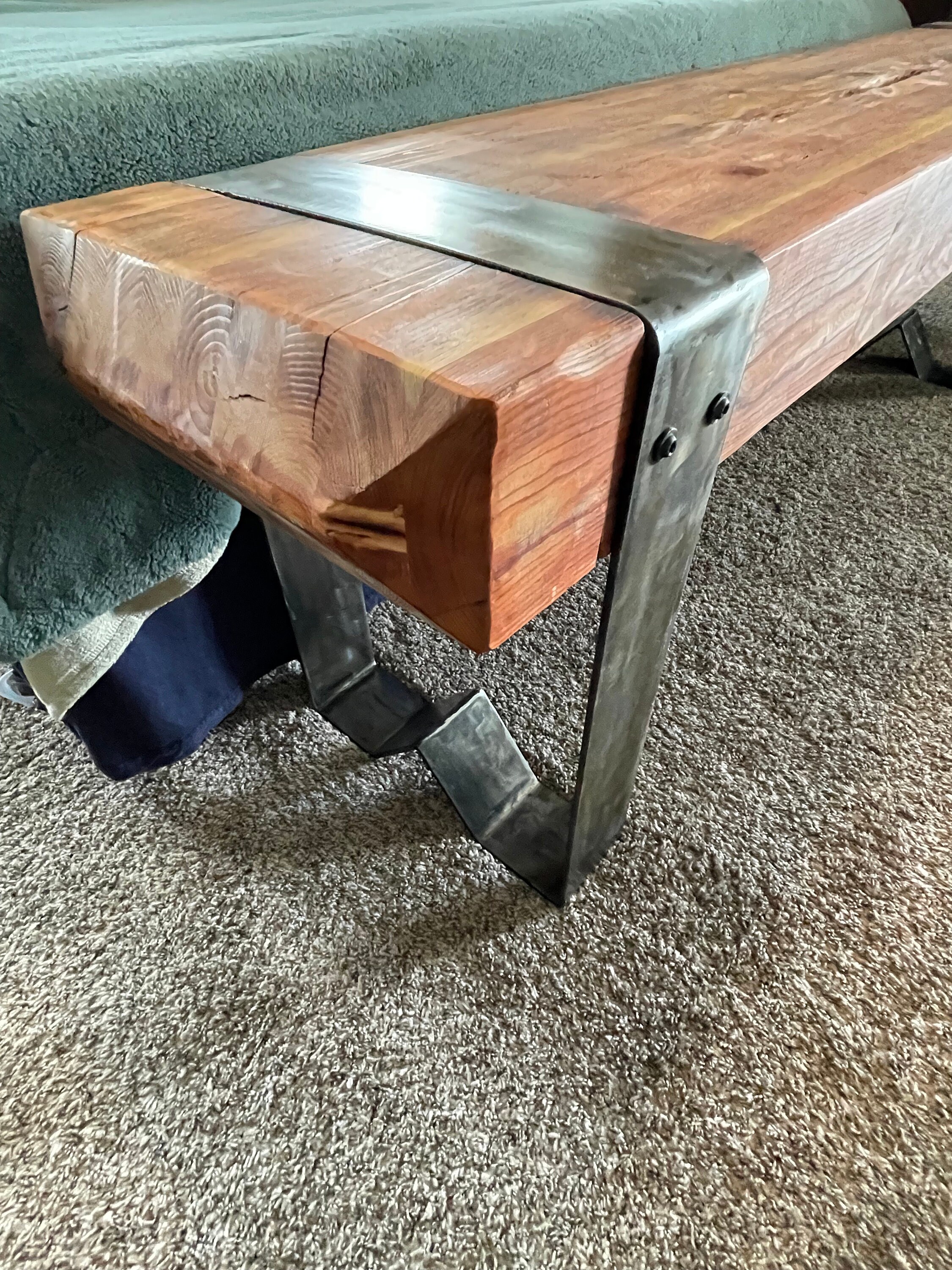 Rustic Bridge Beam Bench W/metal Legs - Etsy