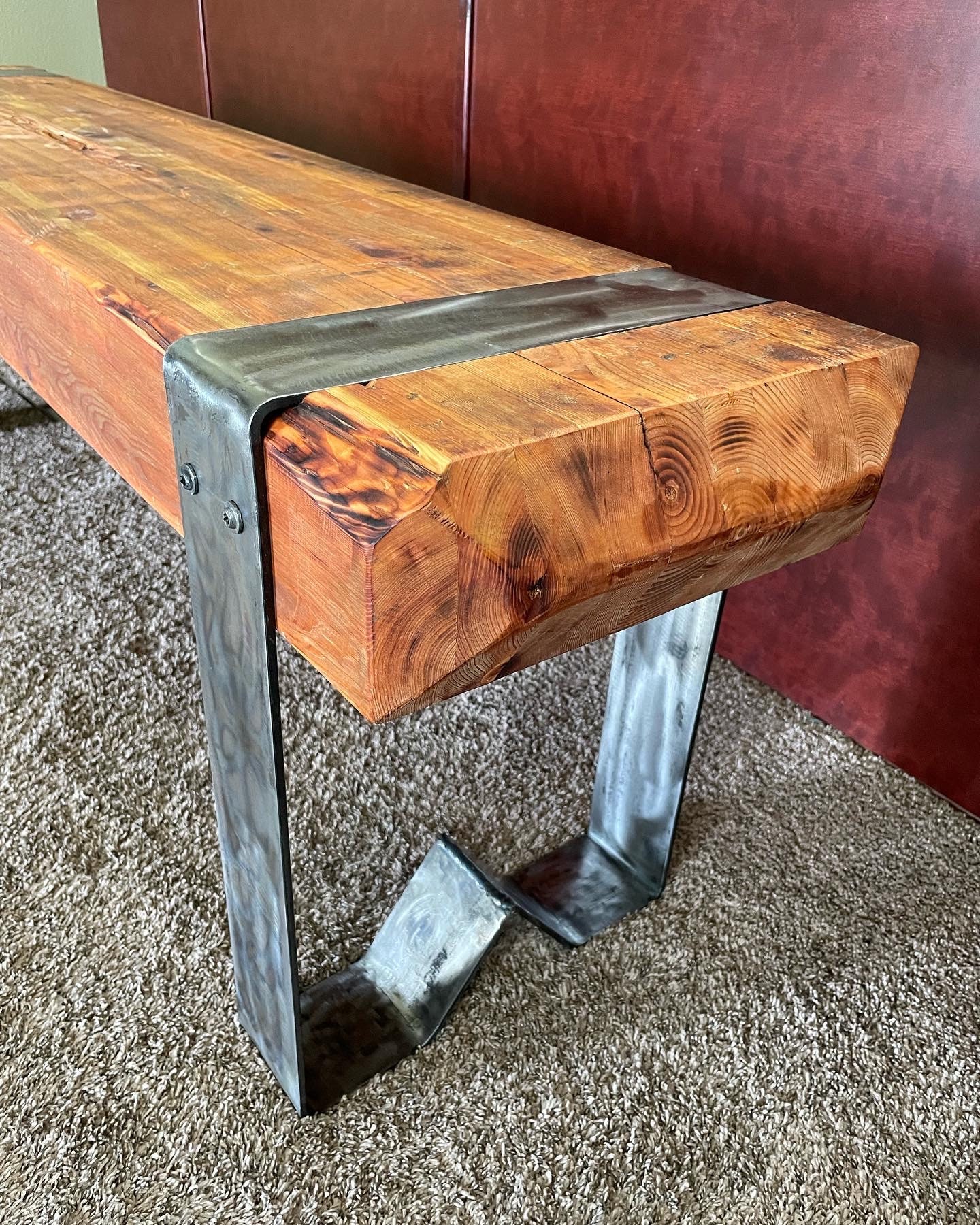 Rustic Bridge Beam Bench W/metal Legs - Etsy