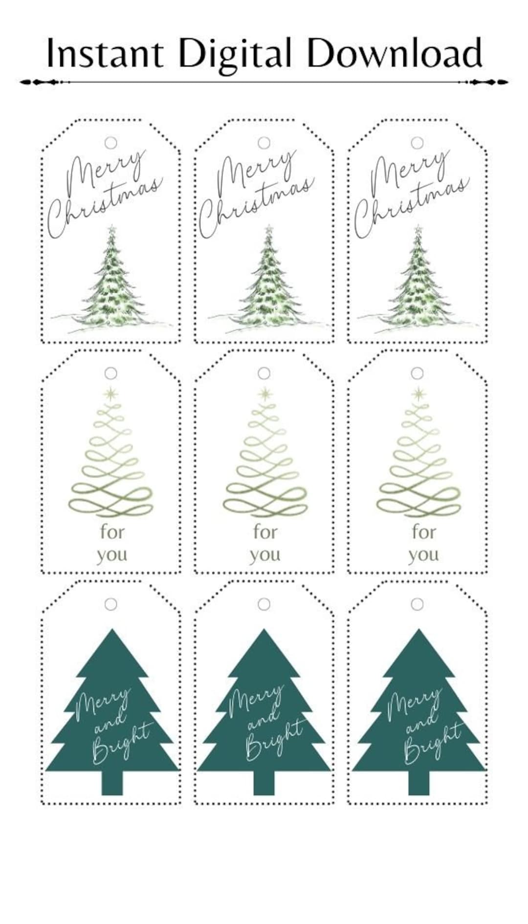 Christmas Tree Gift Tags Printable - Etsy