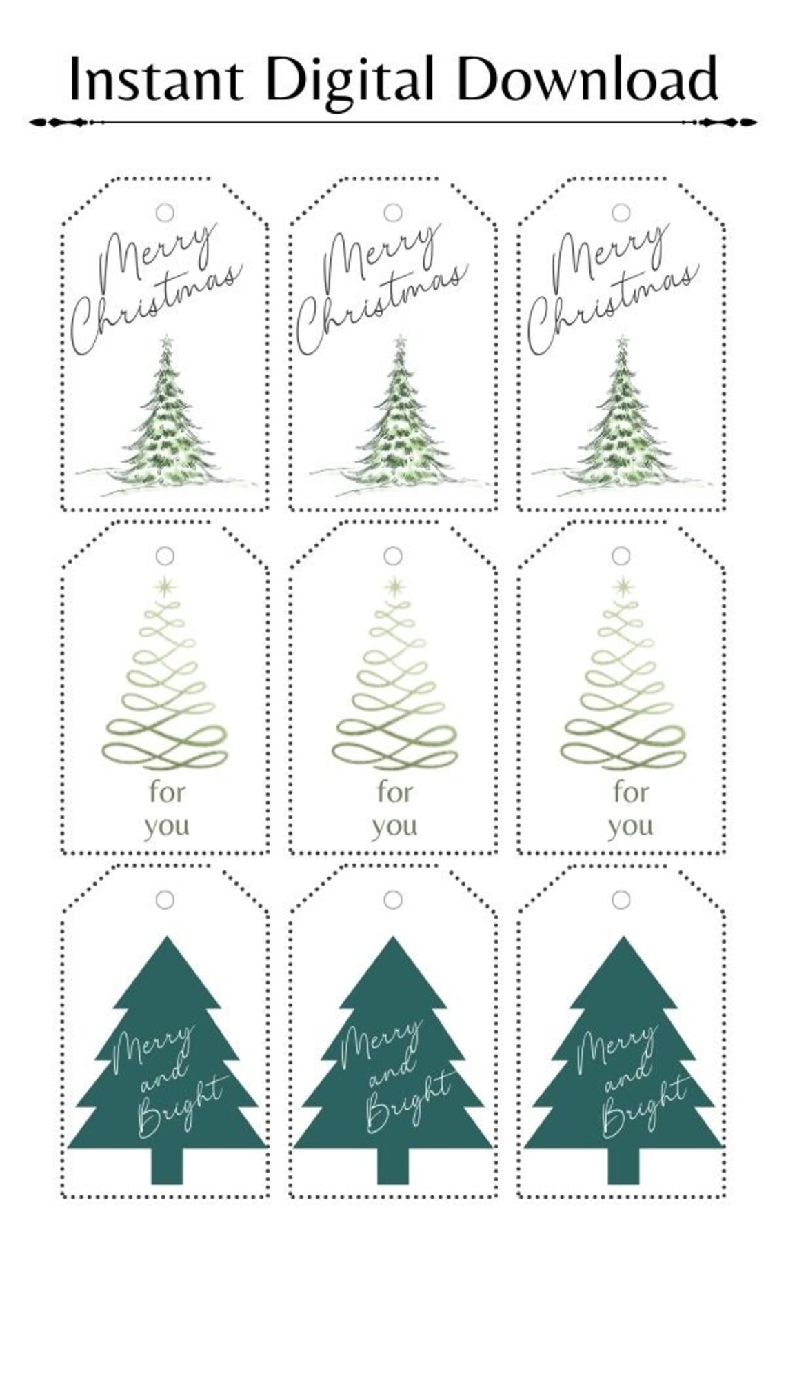 Christmas Tree Gift Tags Printable - Etsy