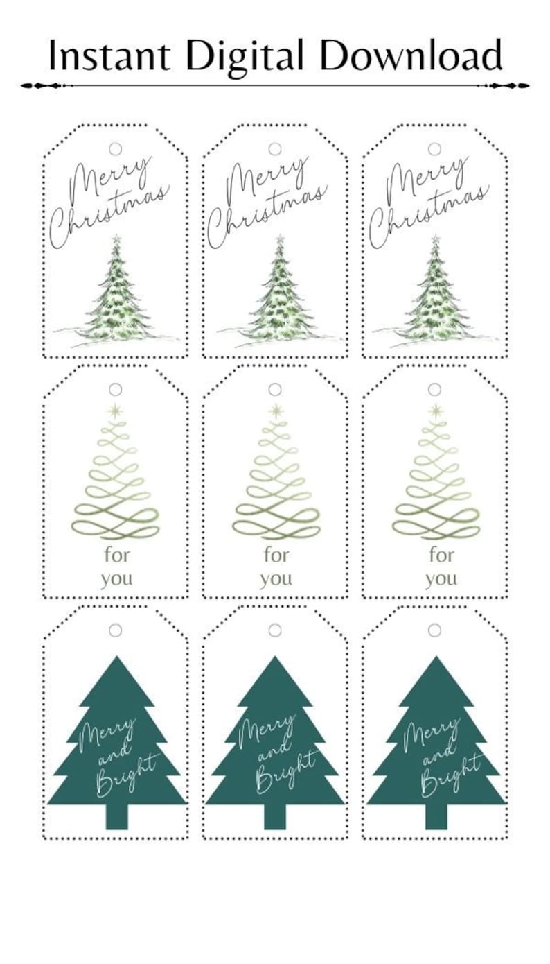 Christmas Tree Gift Tags Printable - Etsy