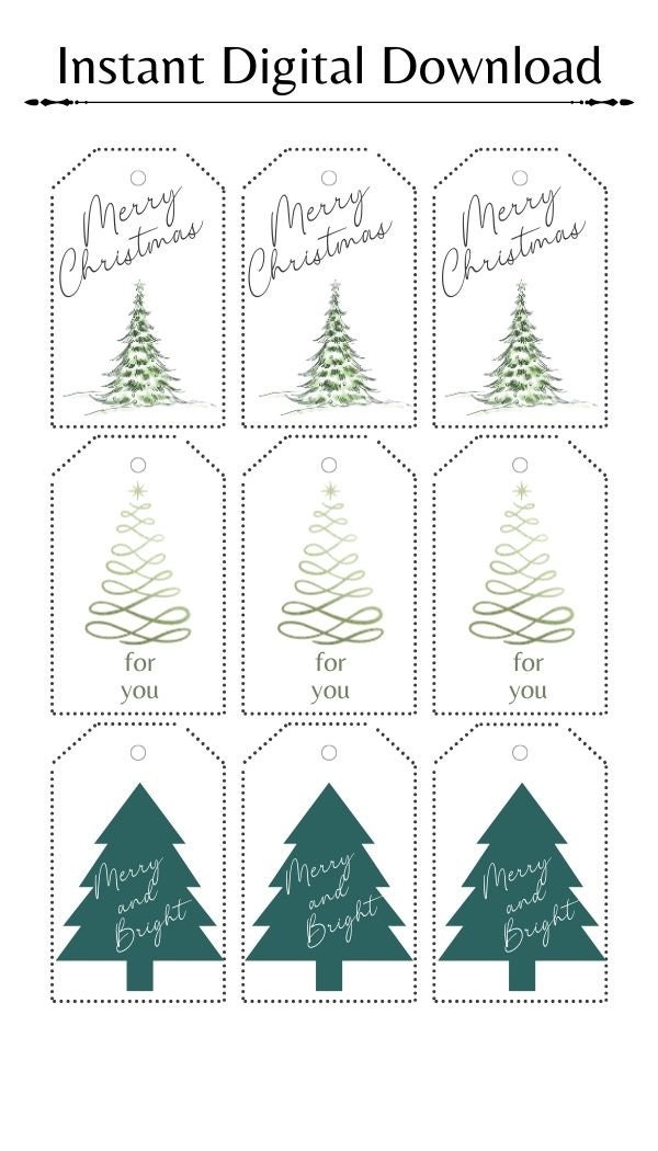 Christmas Tree Gift Tags Printable - Etsy