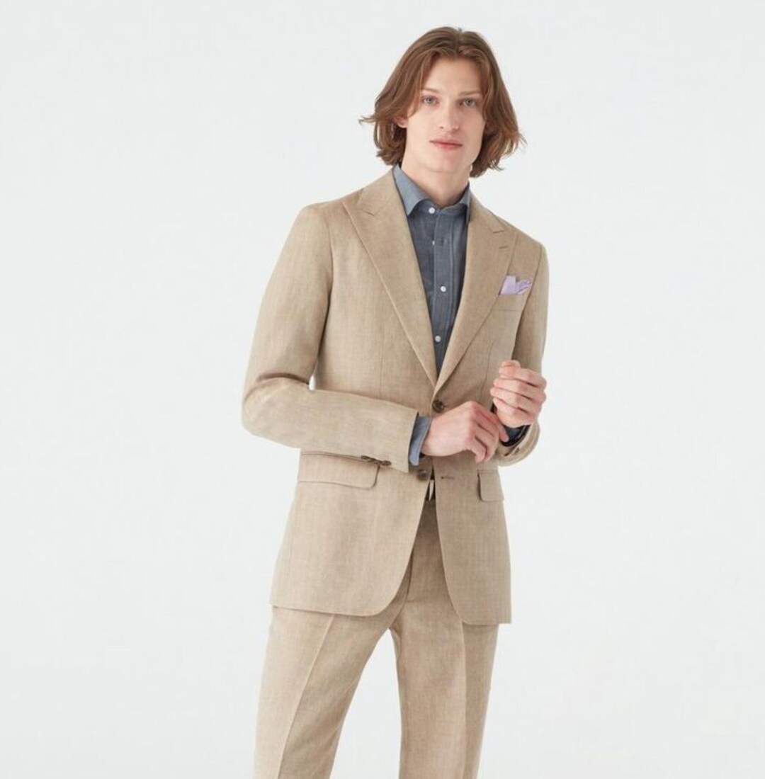 Beige 2 Piece Suit, Wedding Suit, Groom Wear and Groomsmen Suit ...