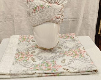 White Turban & Shawl for Groom, Turban for Groom, Wedding Safa Groom ...