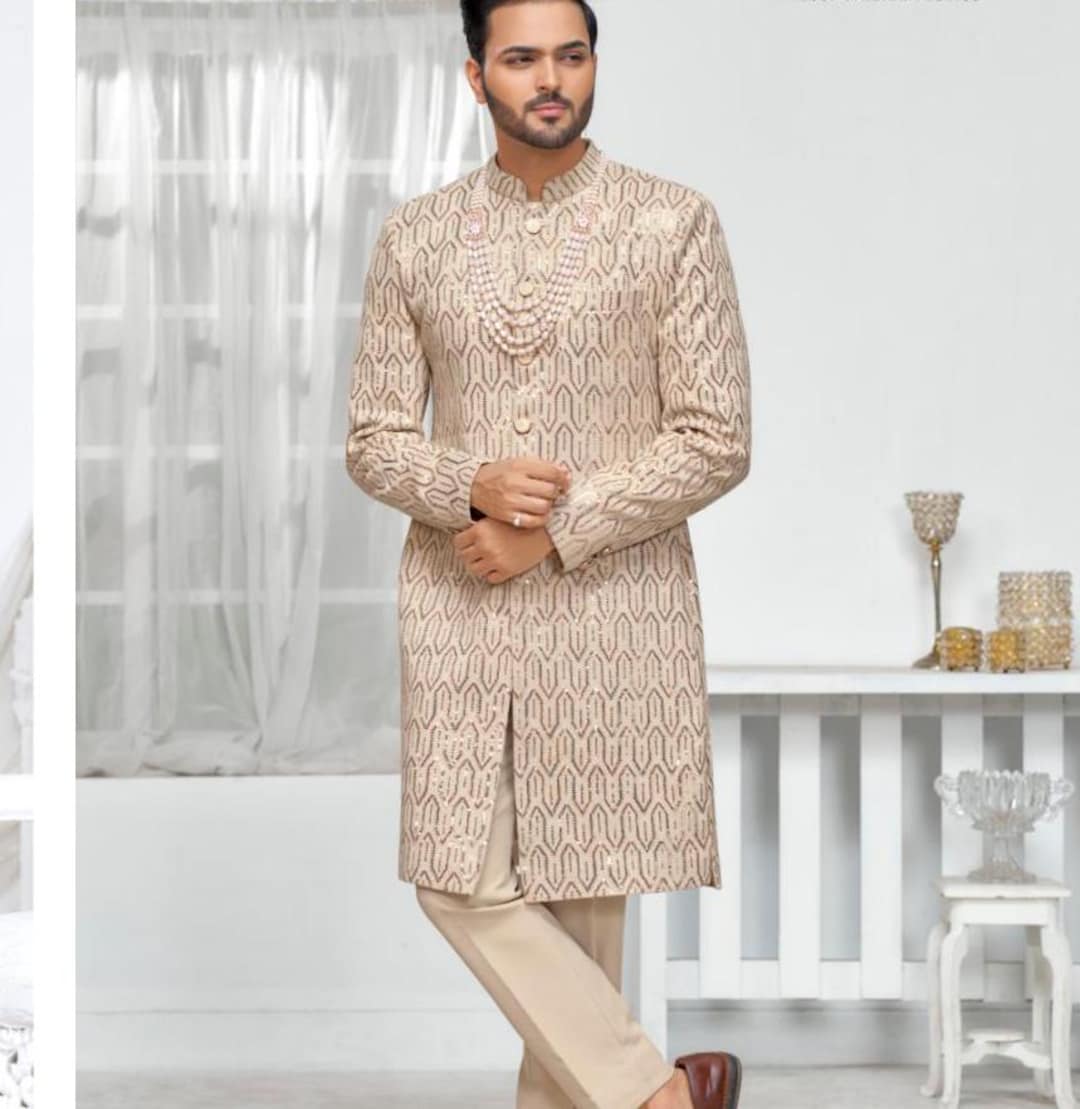 Excellent Ivory Indo Western Men, Groom Reception Dress, Groom Sherwani ...