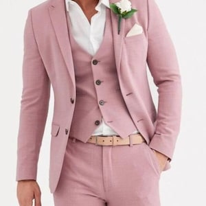 Mens Suit, Wedding Wear Two Button Dusty Rose Suit, Wedding Suit Luxury ...