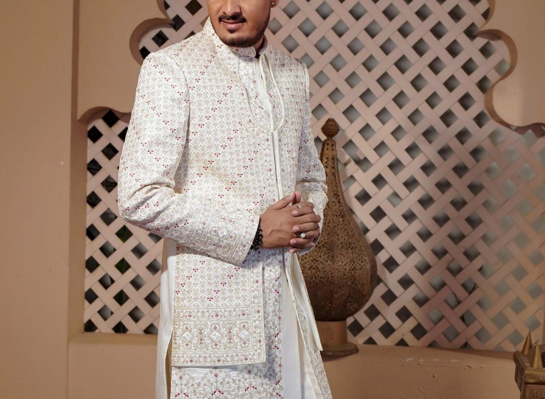 Classy White Sherwani for Men: Luxury Ethnic Wedding Groom Outfit - Etsy