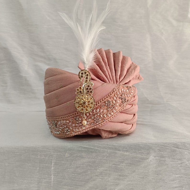 Dusty Rose Turban & Shawl for Groom, Turban for Groom, Wedding Safa ...