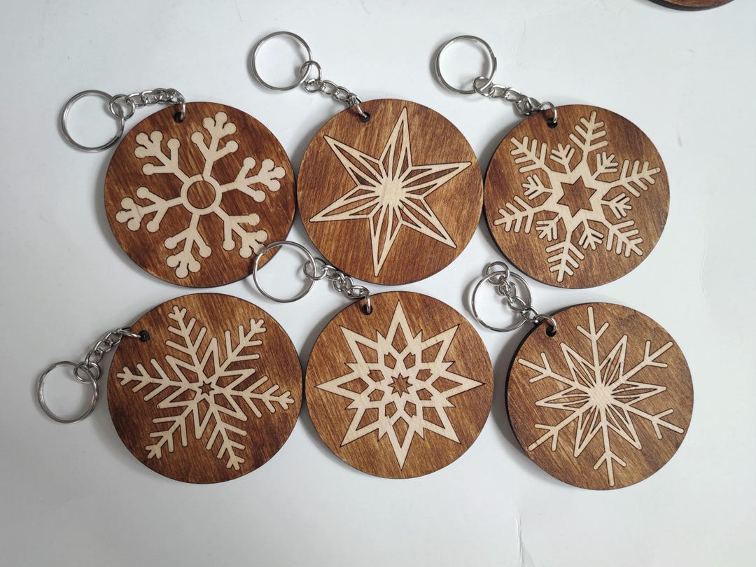 Wooden Snowflake Keychain, Christmas Ornament Personalized Winter ...