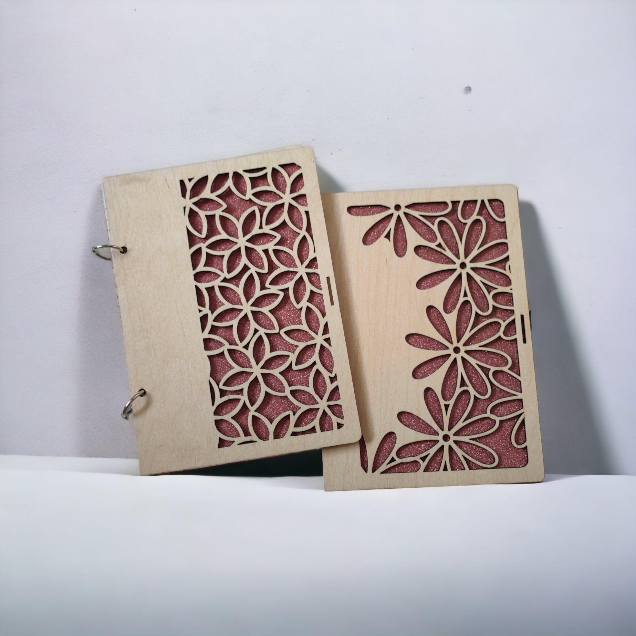 Notebook Wooden Covers Personalized Woman Gift Floral Designs, Laser ...