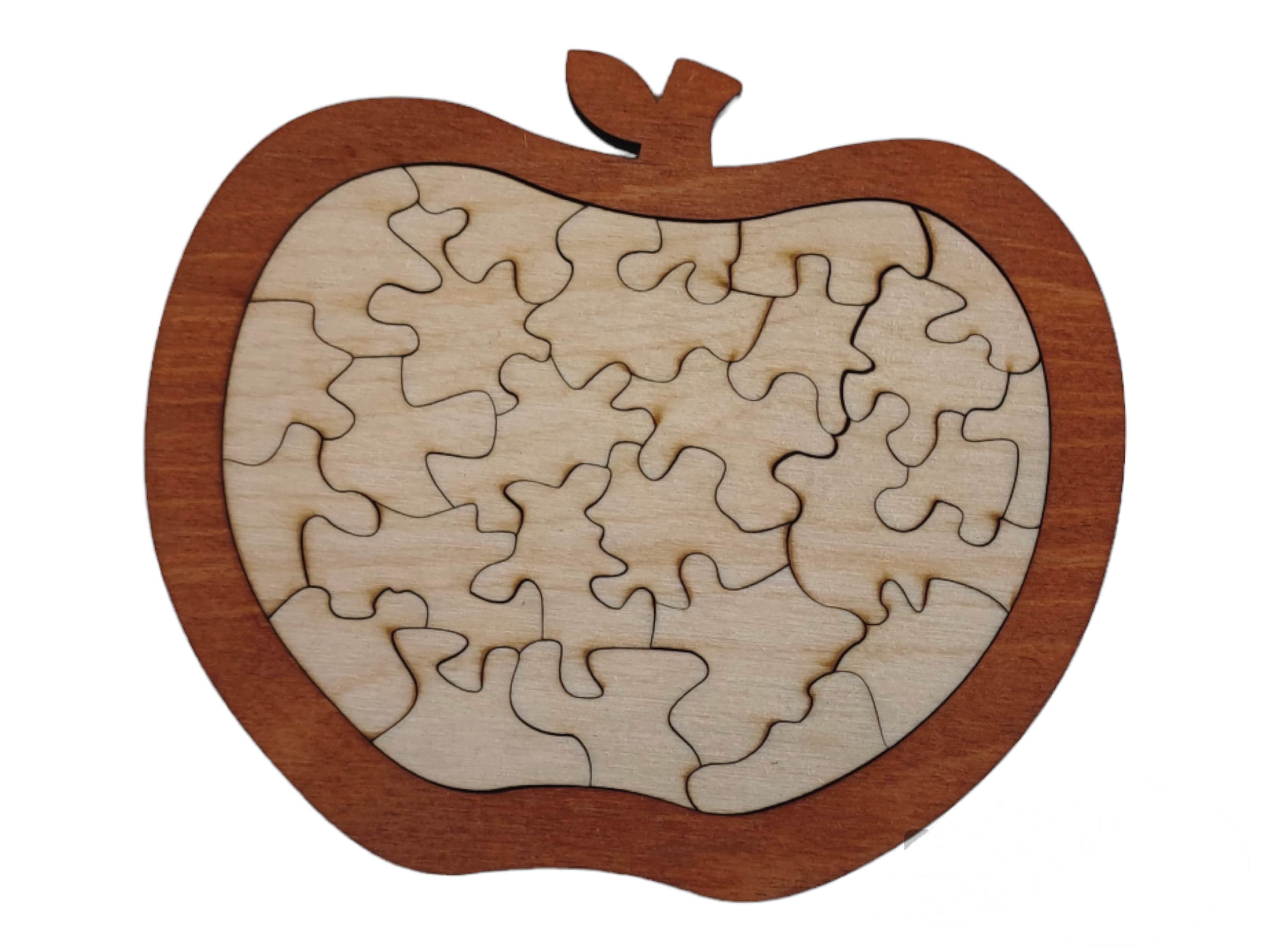 Wooden Apple Puzzle, Hand Painted, Kids Home Activity, Puzzle Lovers ...
