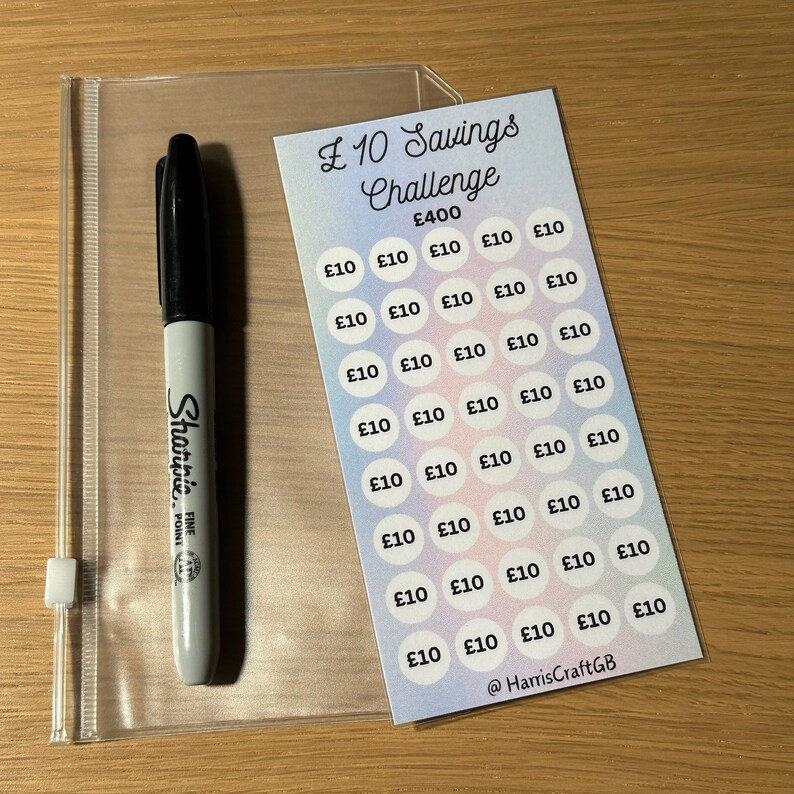 400 Pound in 10's money Saving Challenge Laminated Card/insert Reuse ...