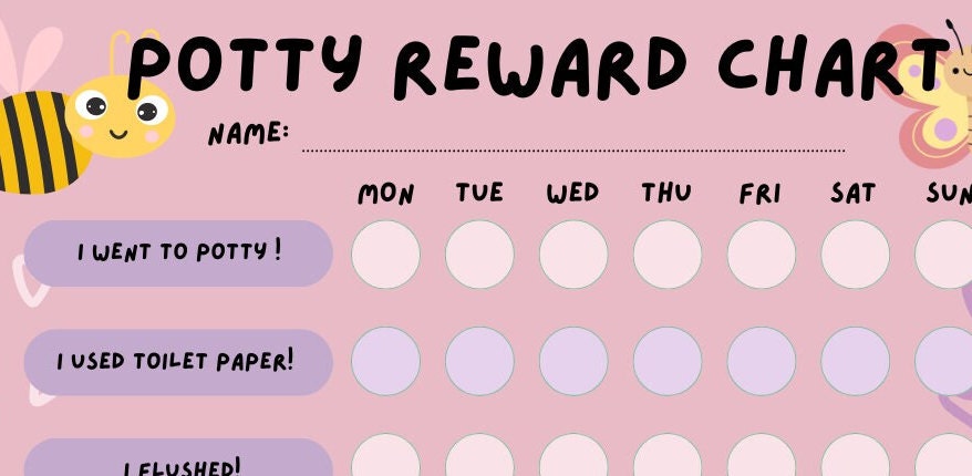 Potty Reward Chart for Kids Digital Download Print at Home Kids Daily ...