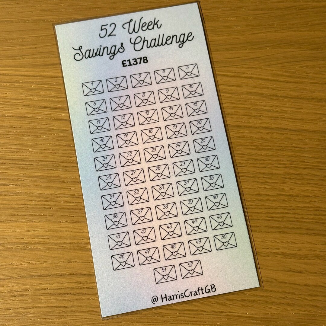 52 Week Envelope Savings Challenge Card / Insert Cash Envelope Insert ...