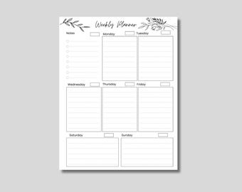 Weekly Planner Printable Week at Glance Undated Weekly Planner Weekly ...