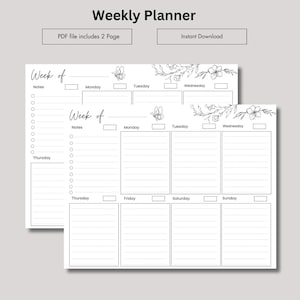 Weekly Planner Printable Week at Glance Undated Weekly Planner Weekly ...