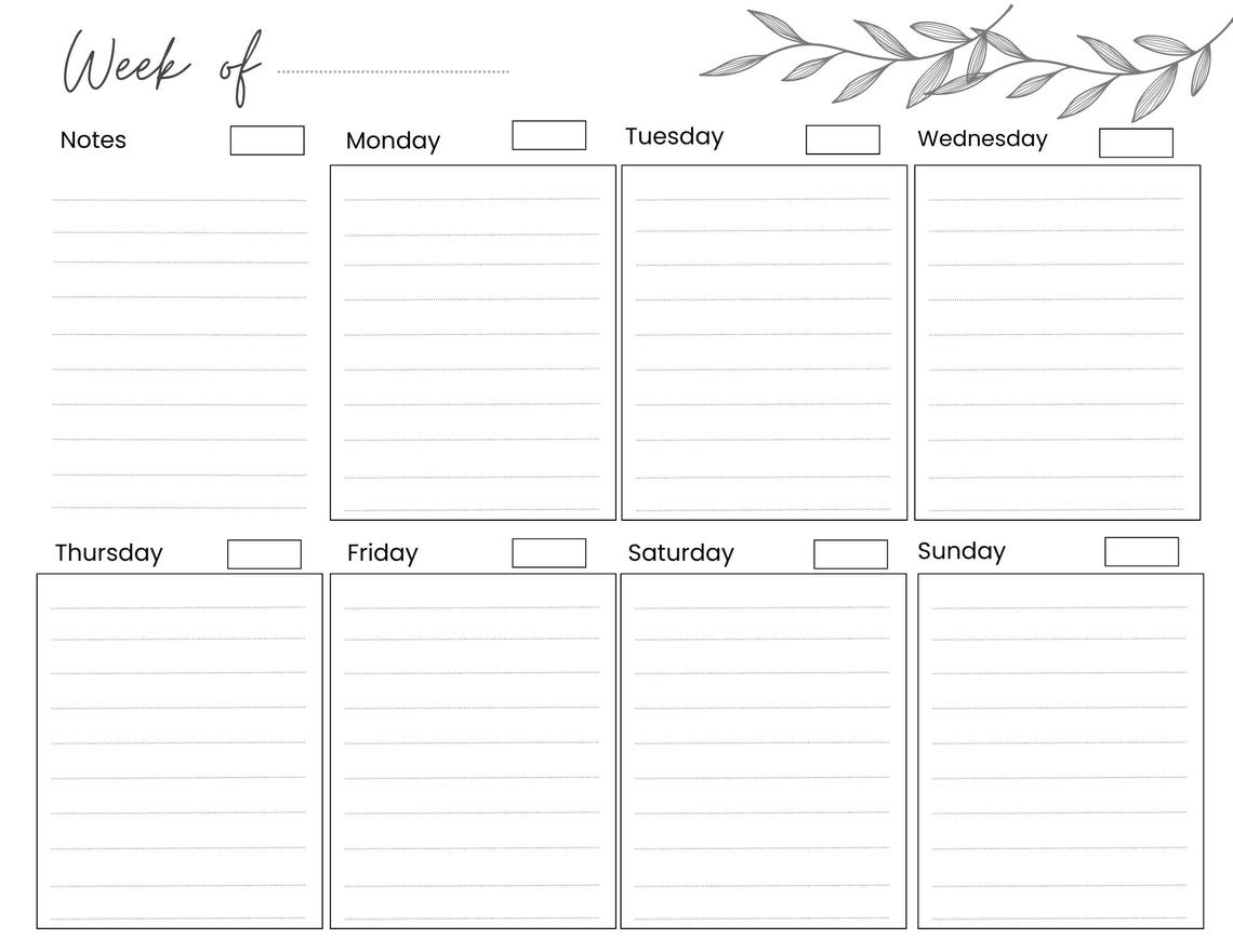 Weekly Planner Printable Week at Glance Undated Planner Weekly to Do ...