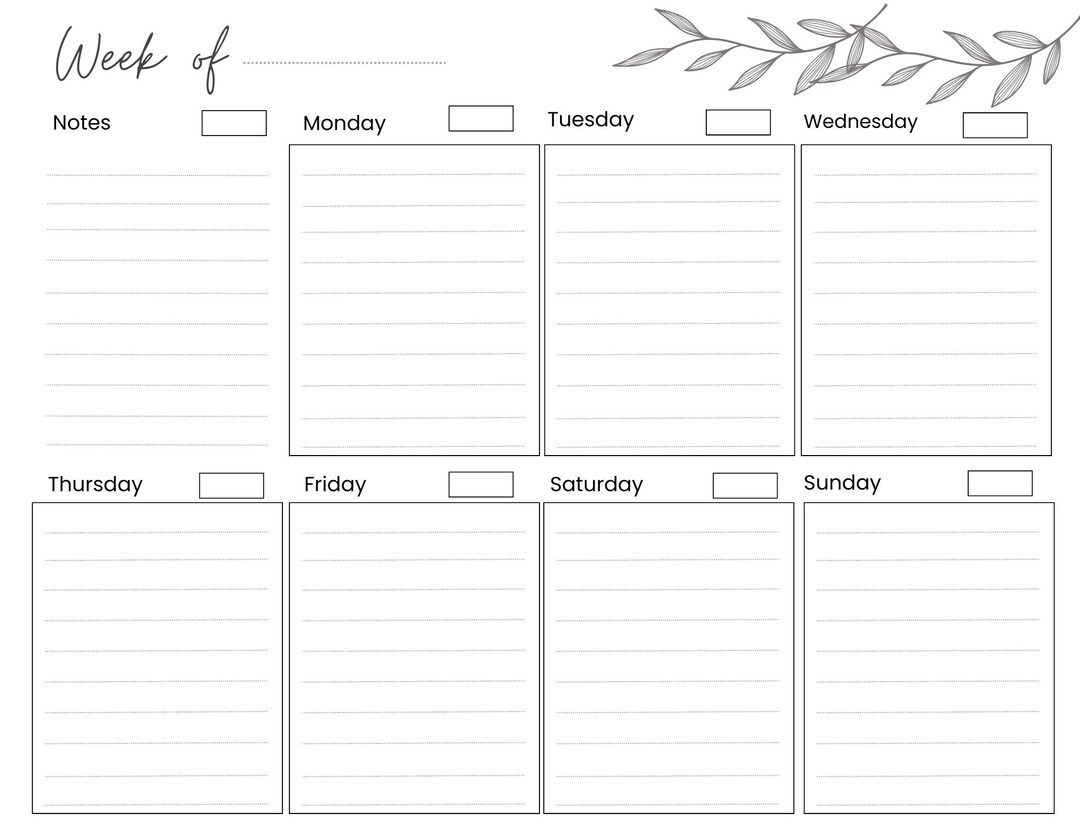 Weekly Planner Printable Week at Glance Undated Planner Weekly to Do ...