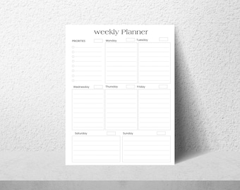 Weekly Planner Printable Week at Glance Undated Weekly Planner Weekly ...