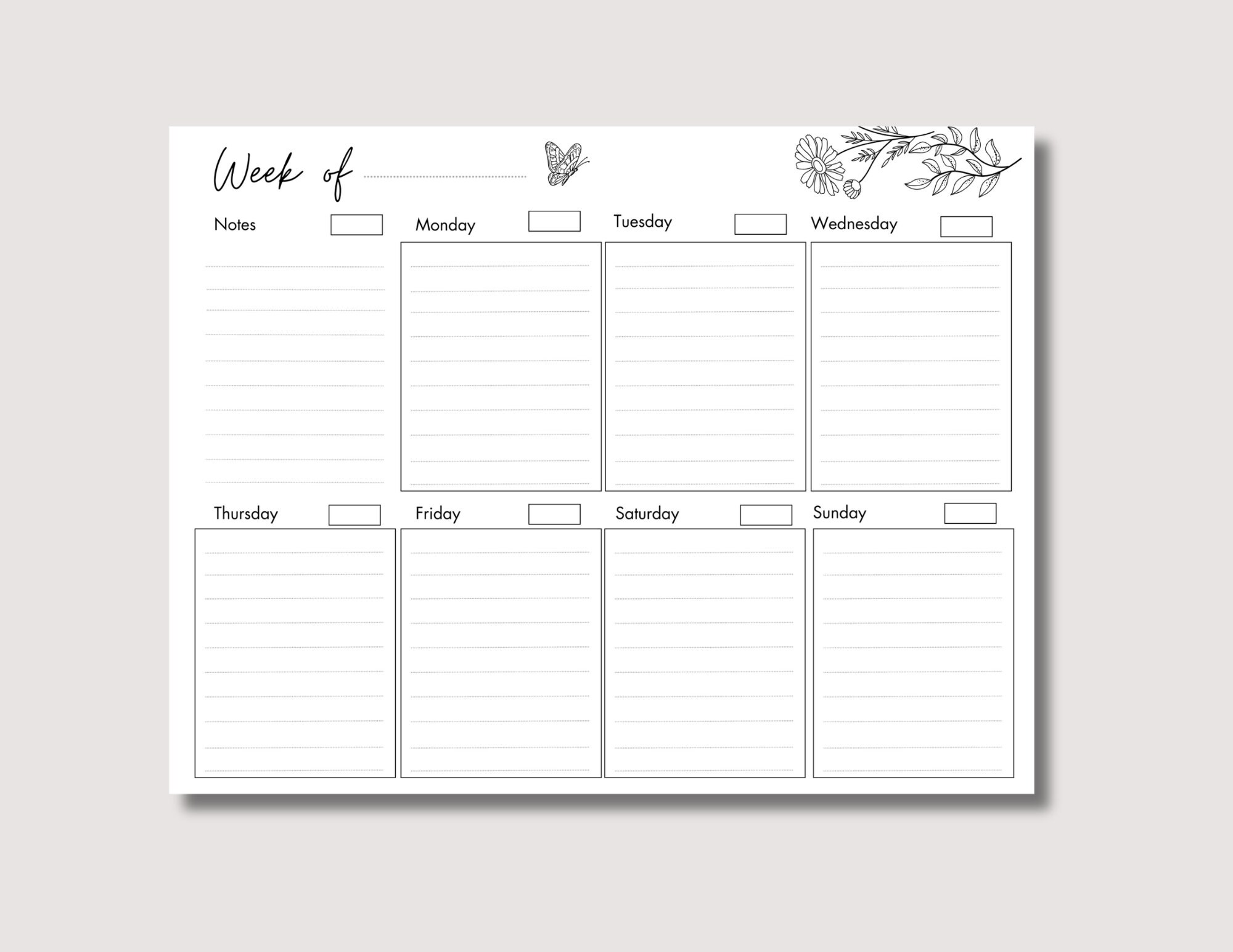 Weekly Planner Printable Week at Glance Undated Weekly Planner Weekly ...