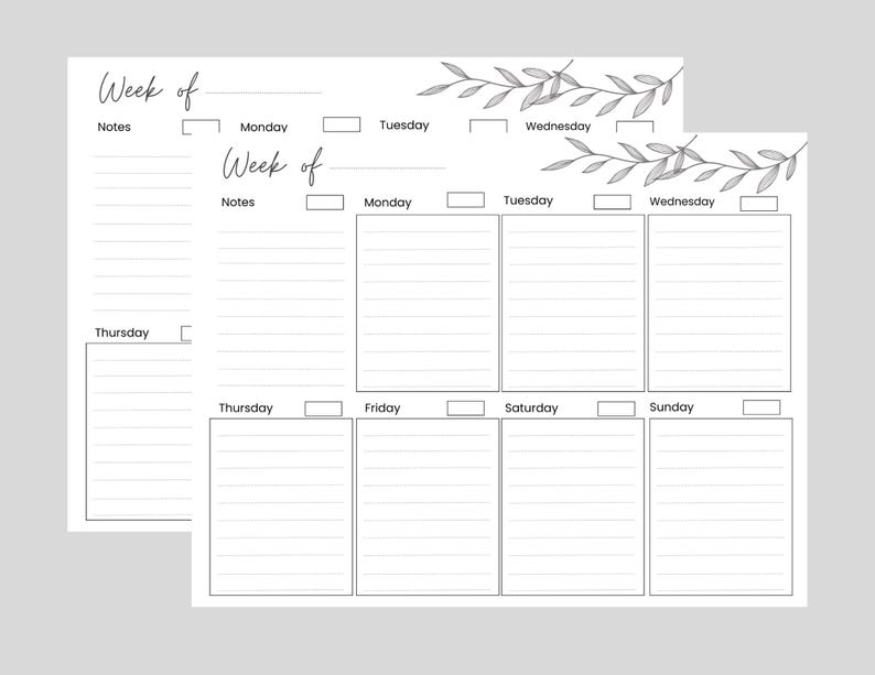Weekly Planner Printable Week at Glance Undated Planner Weekly to Do ...
