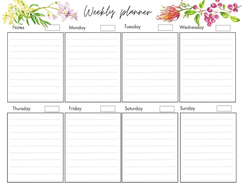 Printable Weekly Planners Bundle Vertical and Horizontal Versions Lined ...