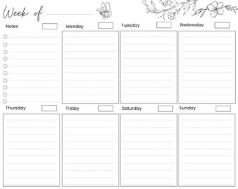 Weekly Planner Printable Week at Glance Undated Planner Weekly to Do ...