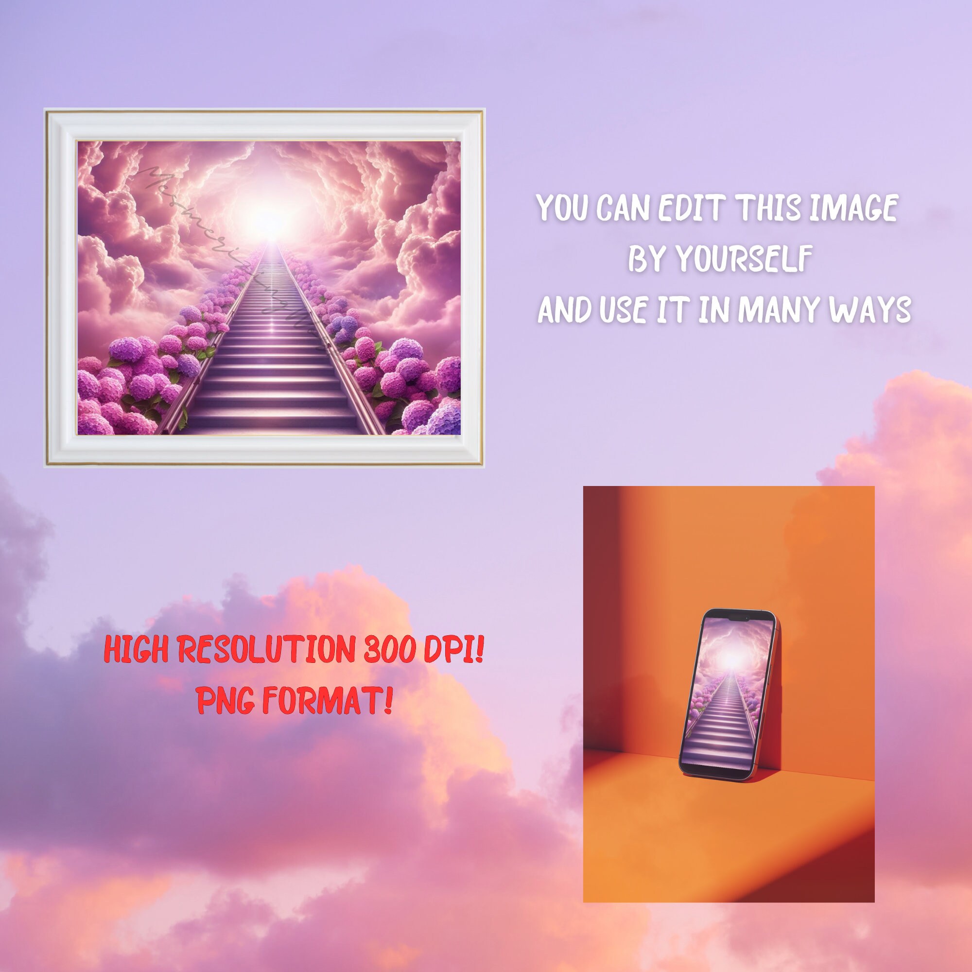 Purple Memorial Stairway to Heaven PNG Heaven Background Funeral Gift ...