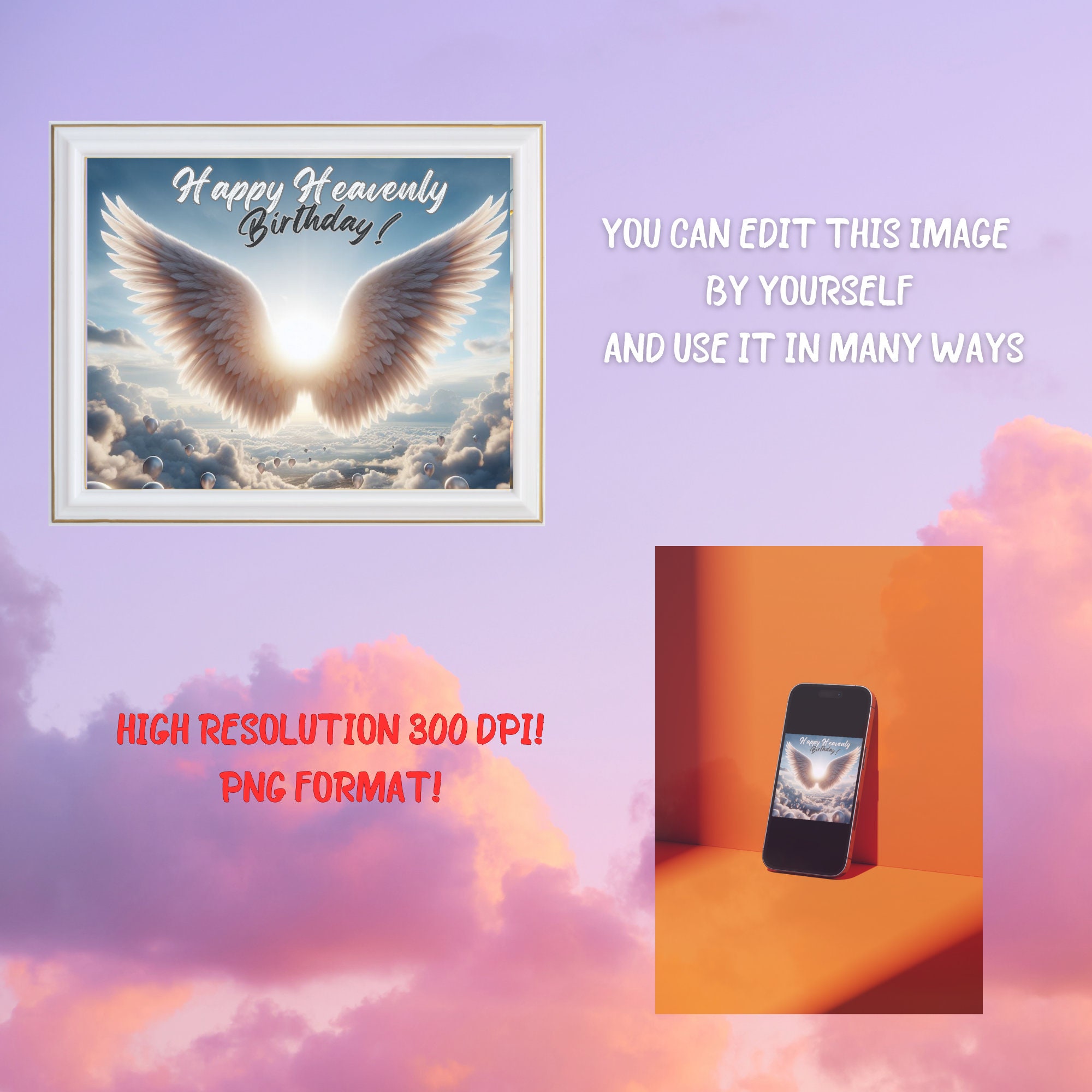 Happy Heavenly Birthday in Loving Memory Birthday in Heaven Overlay ...