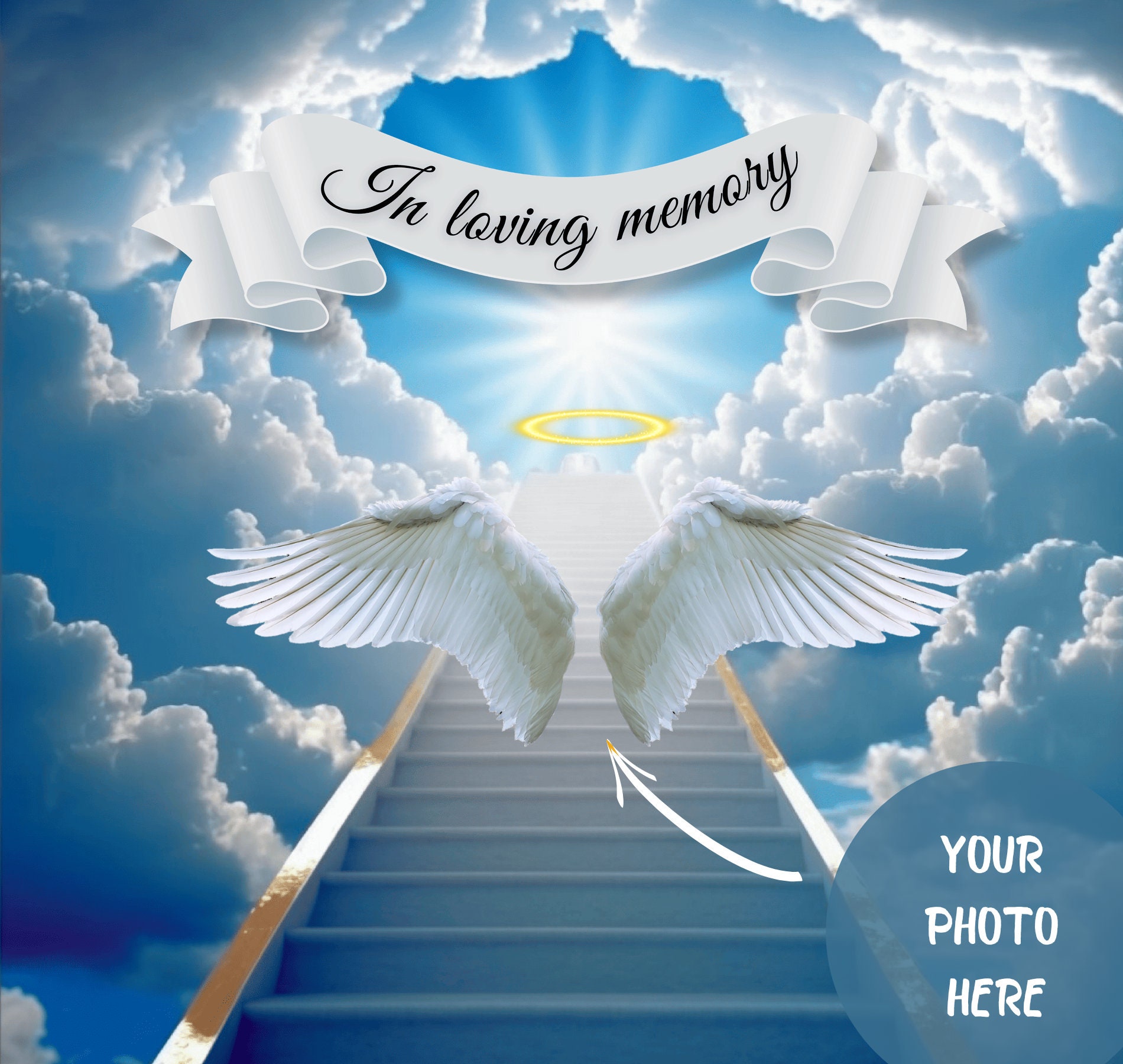 Stairs to Heaven, in Loving Memory Background, Memorial Template ...