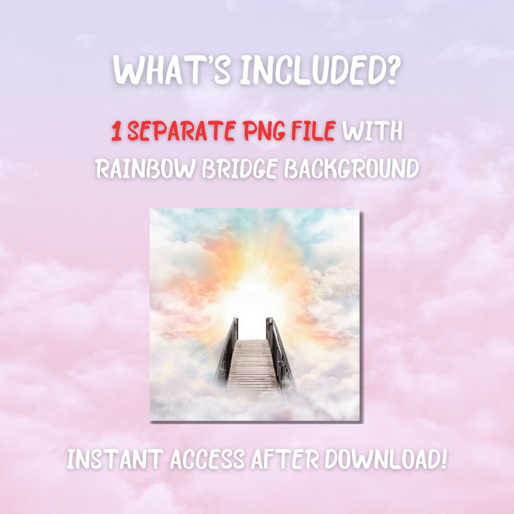 Watercolor Rainbow Bridge, Digital Backdrop, Pet Memorial Pet Loss Gift ...
