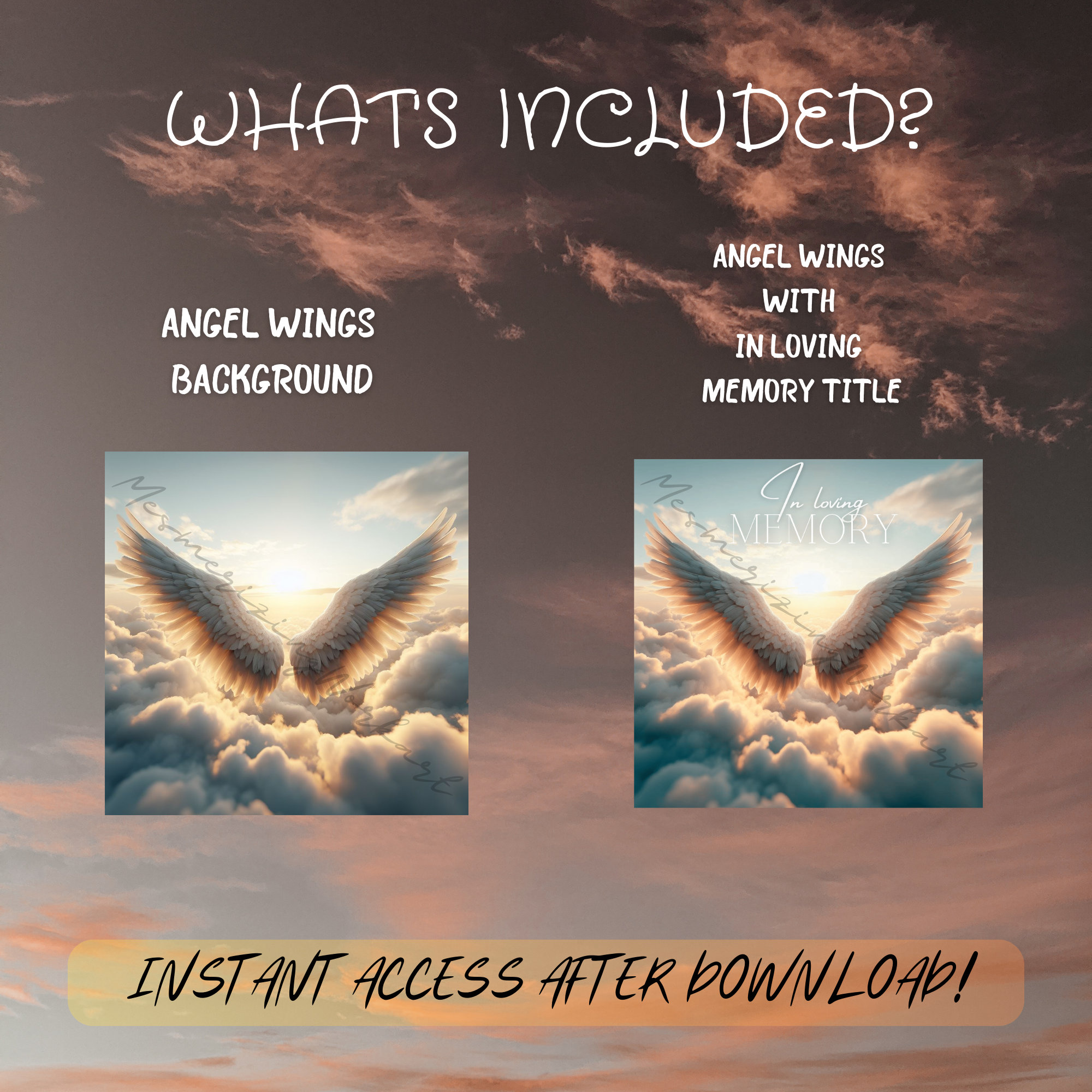 Memorial Background Template Angel Wings Rest in Peace in - Etsy