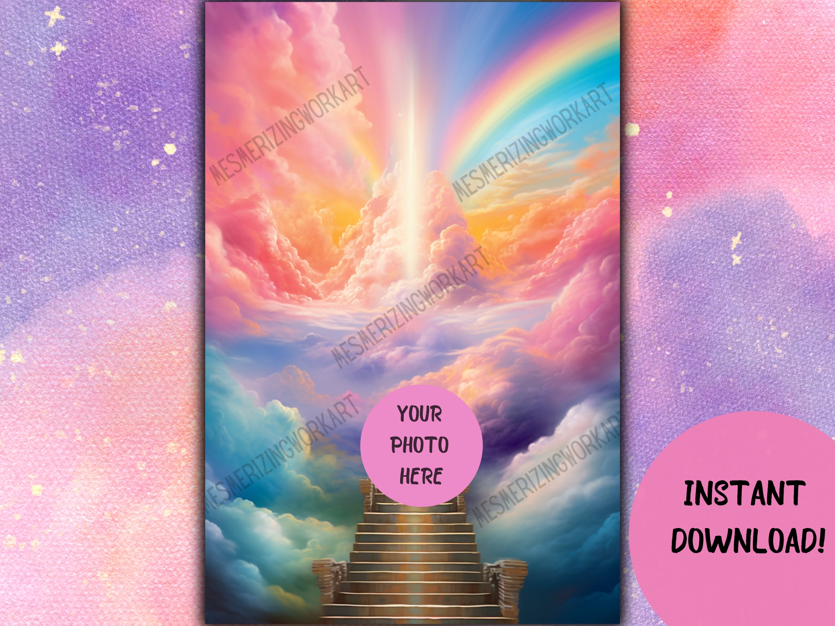 Rainbow Bridge Digital Frame Instant Download PNG Pet Loss Gift ...