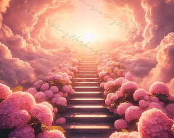 Pink Heaven Background PNG Memorial Background Stairs to Heaven Heaven ...