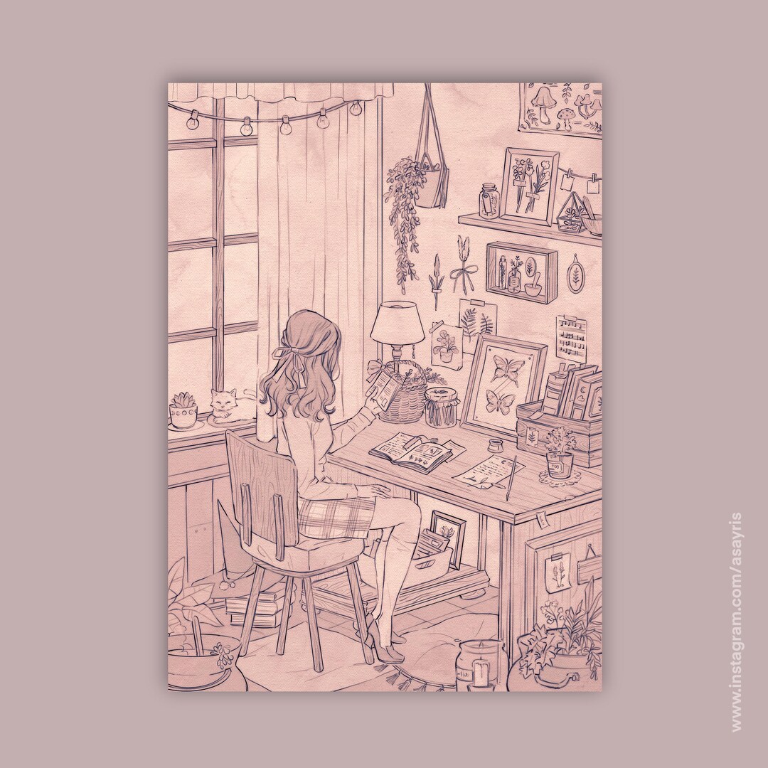 WITCH'S WORKSPACE, Witches, Landscape, Illustration, Cozy, Cottagecore ...