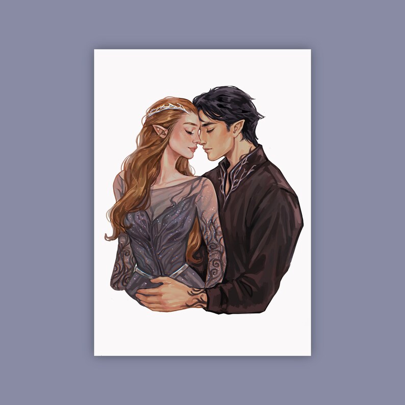 ACOTAR Feyre Rhysand Bookart Illustration Print A Court of Thorns and Roses Merch Couples Art ...