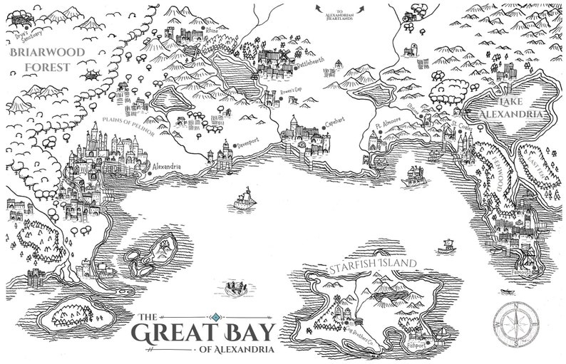 Hand Drawn Printable Map the Great Bay - Etsy Australia