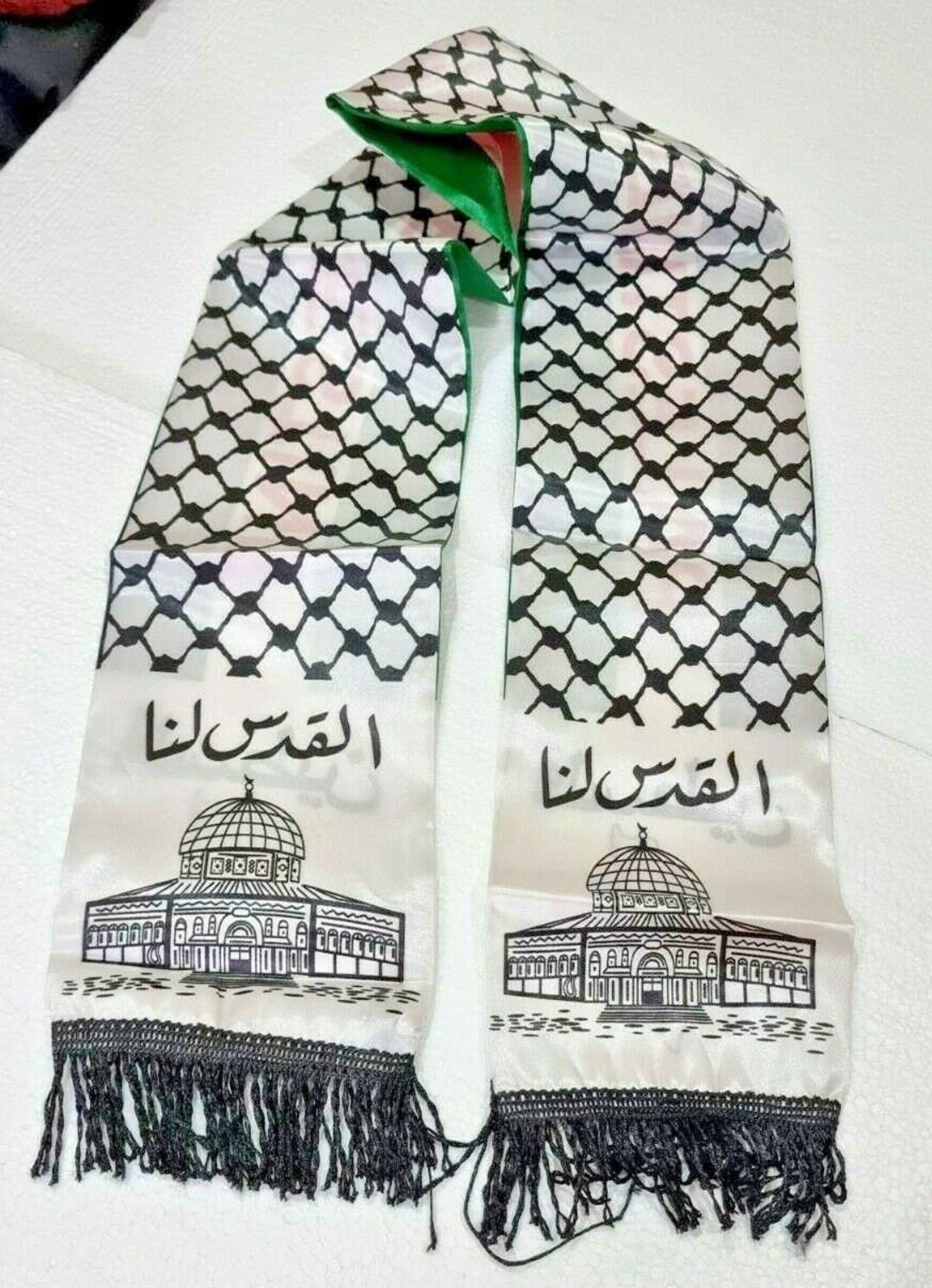 Palestine Silk Flag Neck Scarf With Map of Palestine and Al-aqsa - Etsy