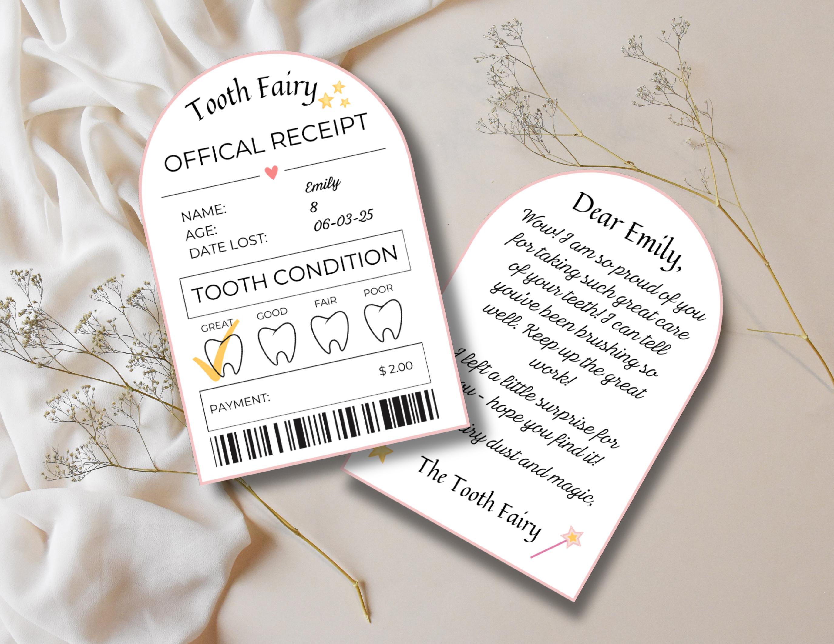 Editable Printable Mini Tooth Fairy Letter, Envelope and Receipt ...