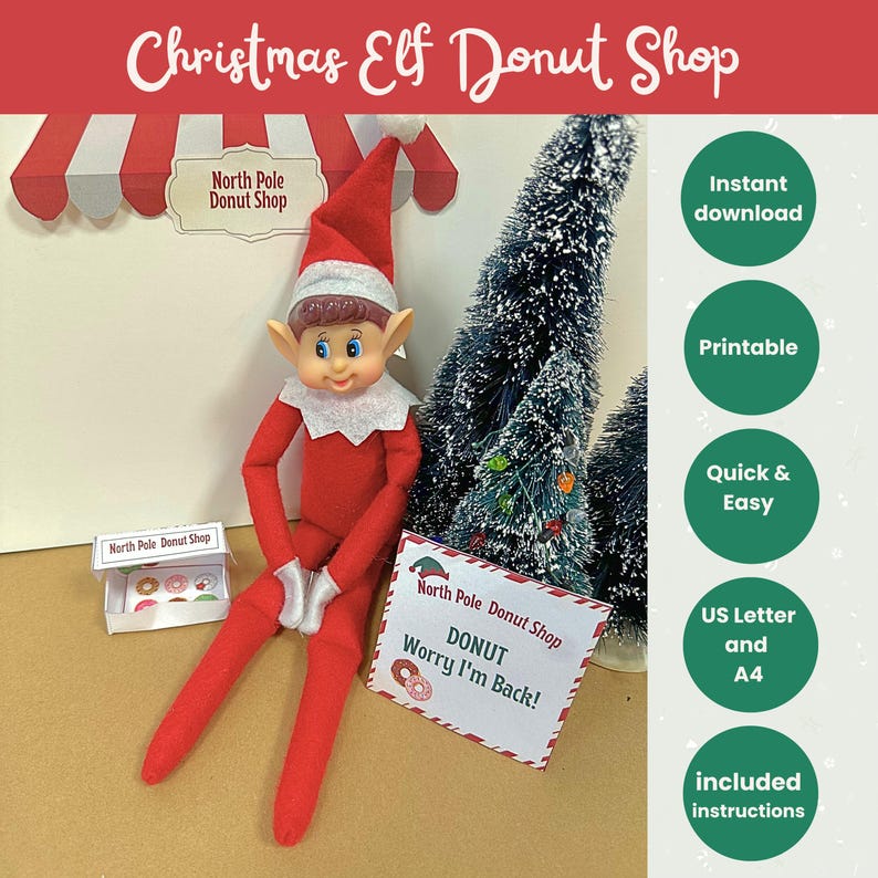 Printable Elf Donut Props, Elf Delivery Donut Box, Christmas Elf ...
