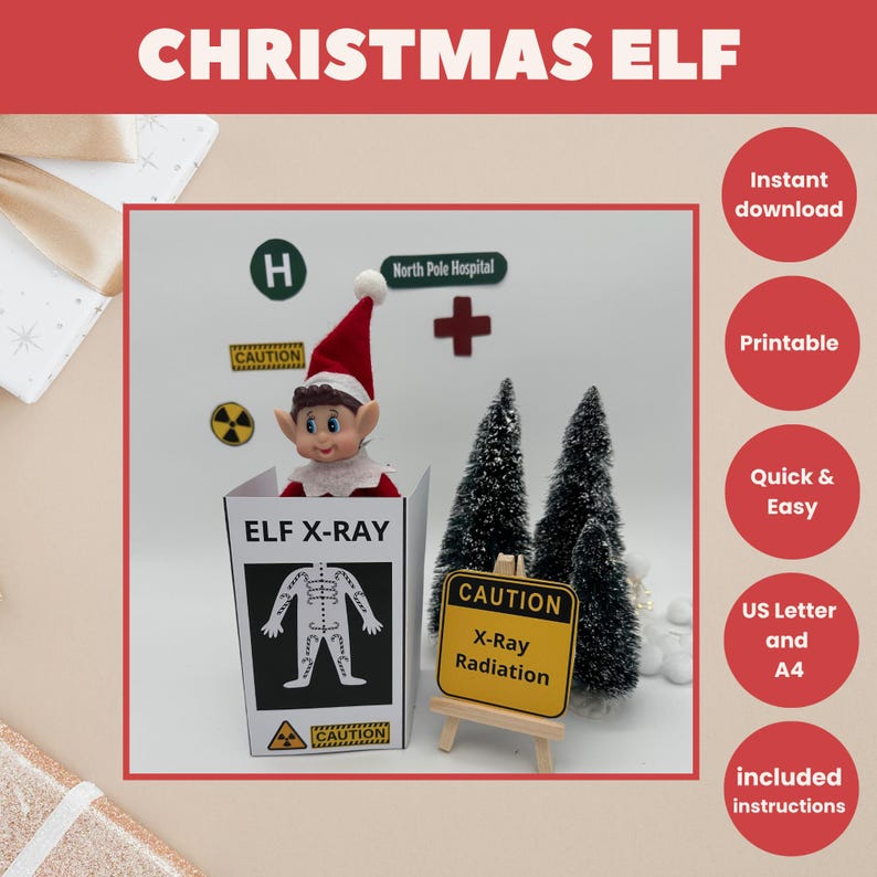 Printable Elf X-ray Props, Christmas Elf Doctor Scene, Elf Arrival ...