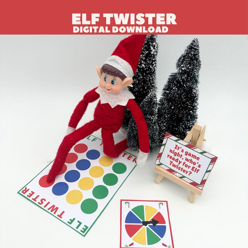 Elf Twister Game Kit, Elf Props, Printable Elf Games, Christmas Elf ...