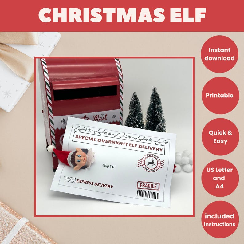 Elf Arrival Envelope 2025, Printable Overnight Elf Delivery Letter ...