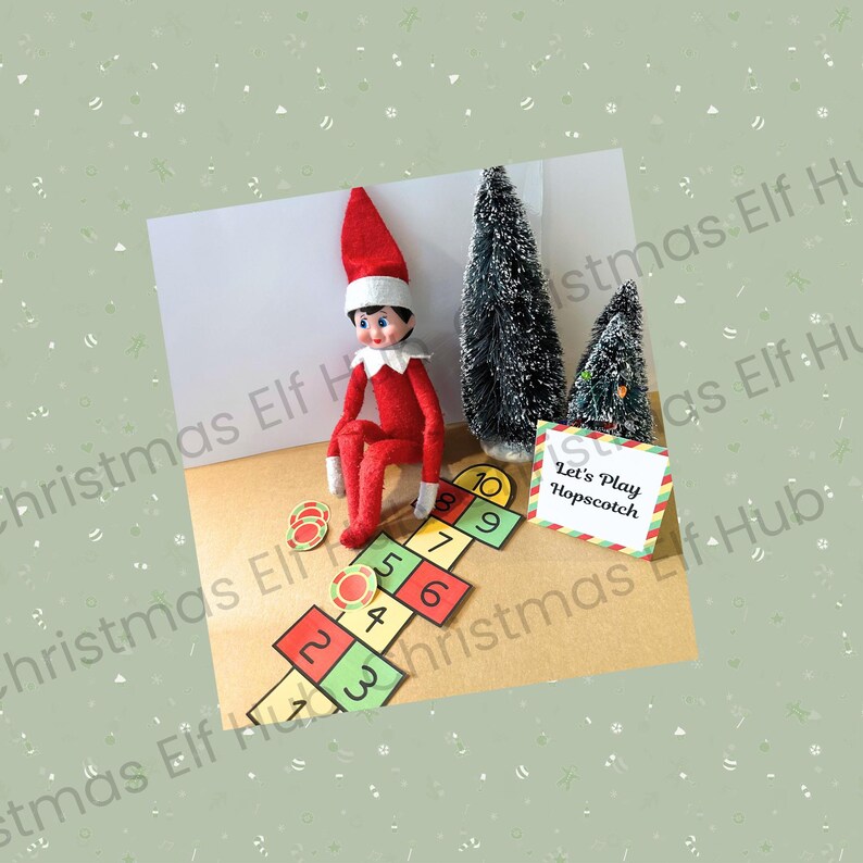Printable Elf Game, Christmas Elf Hopscotch, Printable Elf Kit, Elf ...