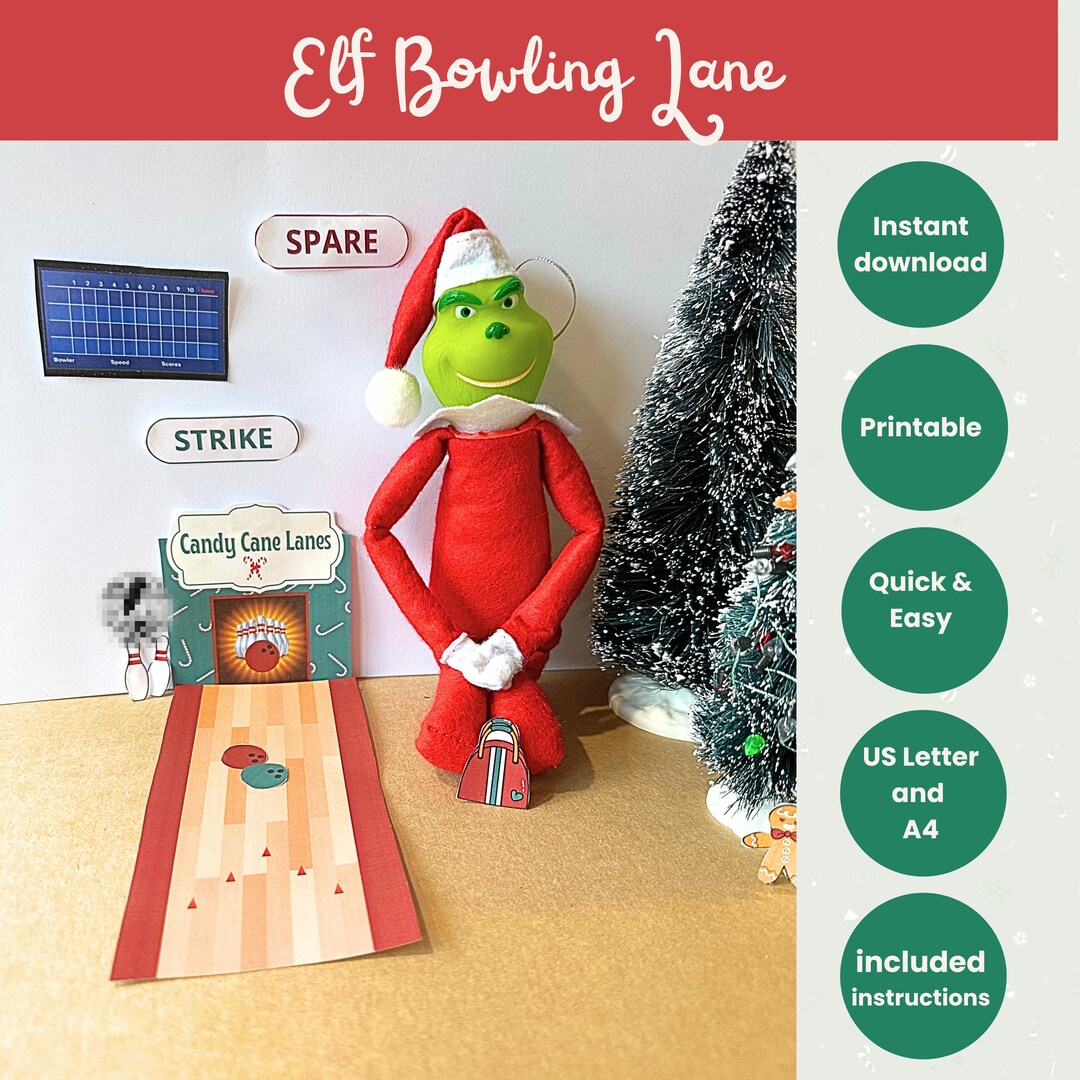 Printable Elf Bowling Alley, Christmas Elf Props, Elf Bowling Lane ...