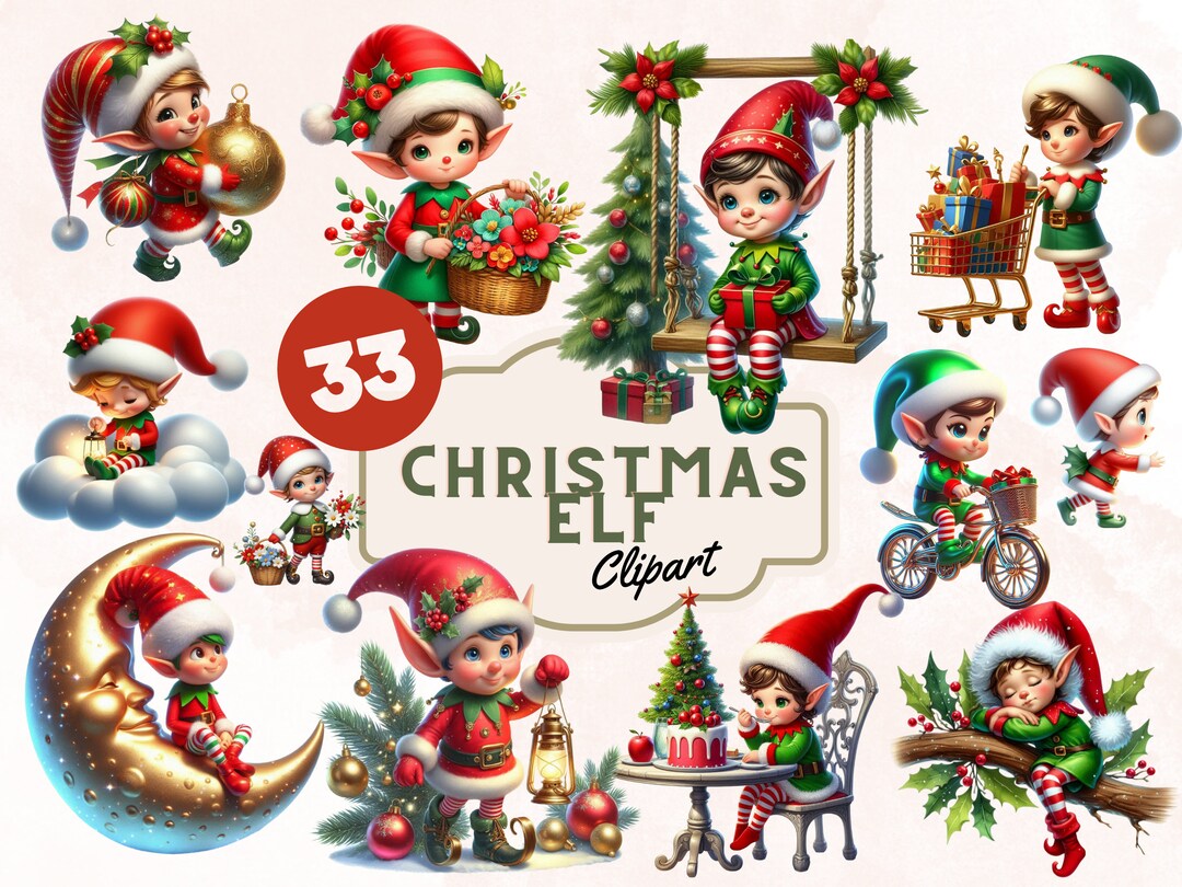 Christmas Elf Clipart Cute Christmas Elves Clipart Bundle Cute Elves ...