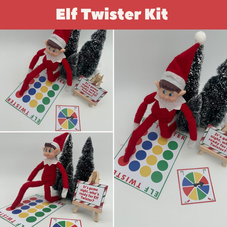 Elf Twister Game Kit, Elf Props, Printable Elf Games, Christmas Elf ...