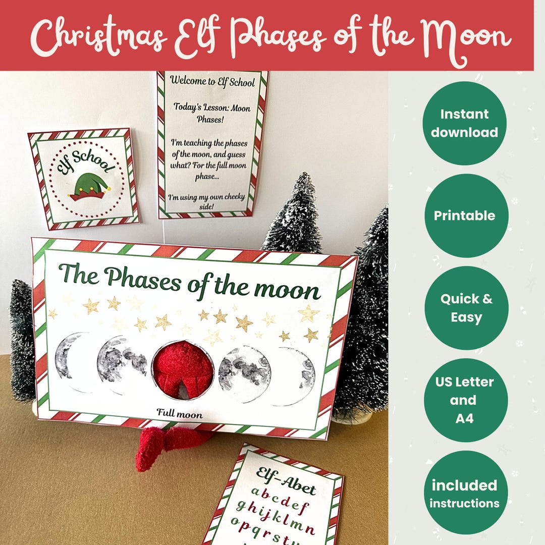 Christmas Elf Moon Phases Props, Elf Moon Phases Scene, Elf School ...