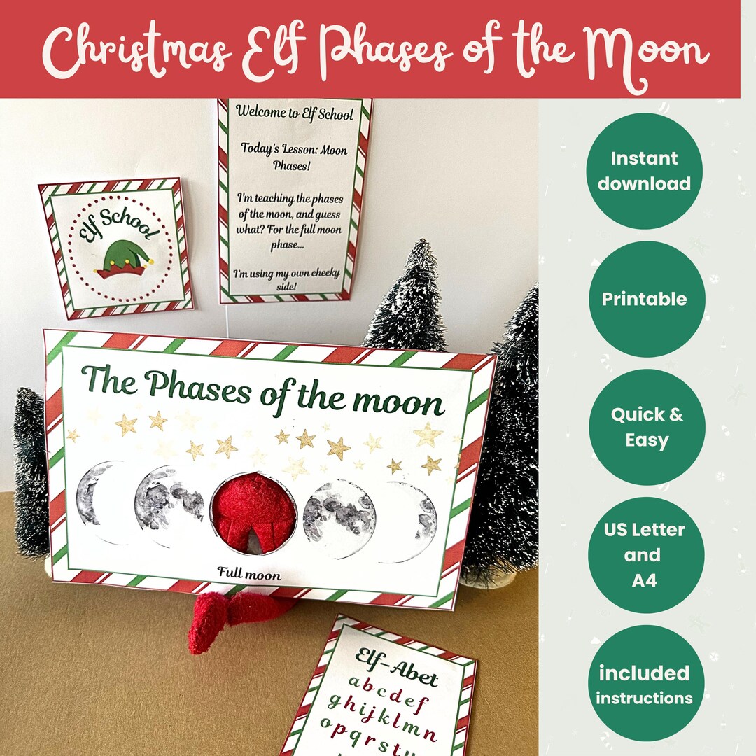 Christmas Elf Moon Phases Props, Elf Moon Phases Scene, Elf School ...