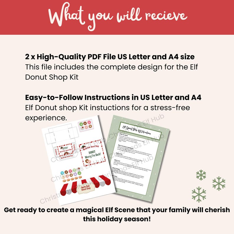 Printable Elf Donut Props, Elf Delivery Donut Box, Christmas Elf ...